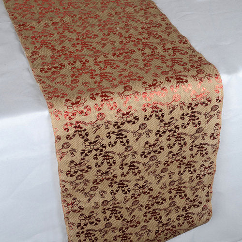 Candy Cane Natural - 14 x 108 inch Burlap Table Runner