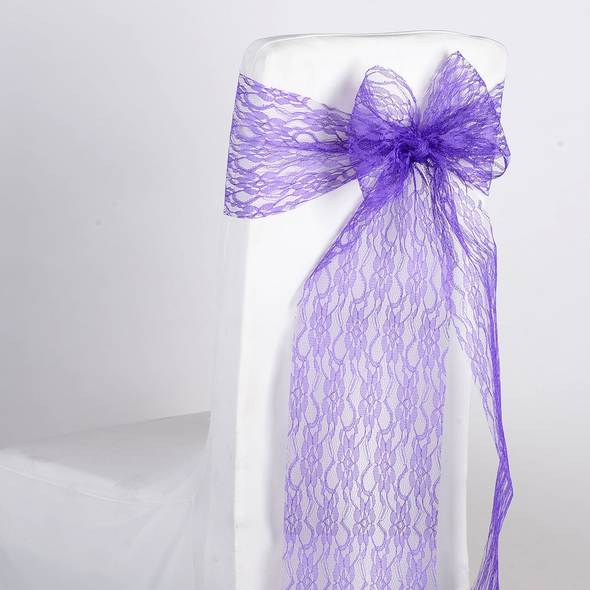 Purple - 7 x 106 inch Lace Chair Sashes ( 5 Pieces )