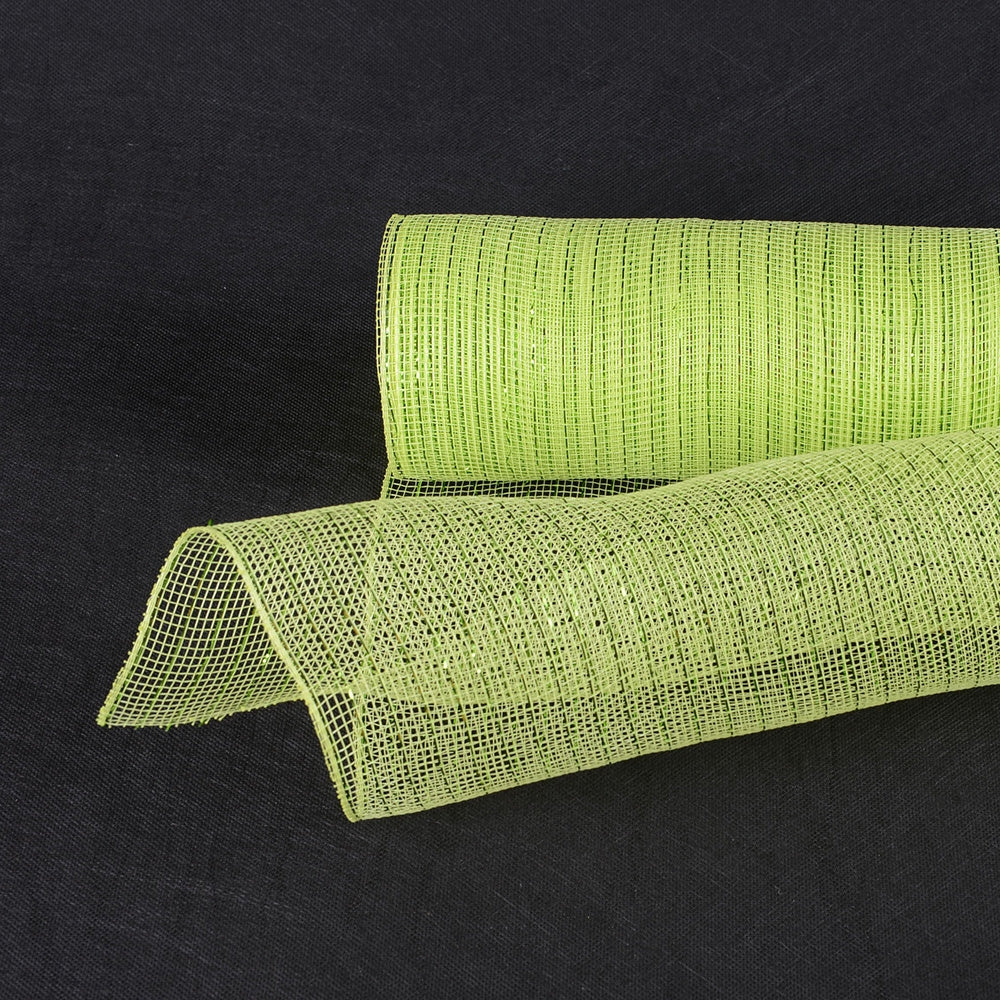 Apple Green - Deco Mesh Wrap Metallic Stripes ( 10 Inch x 10 Yards )