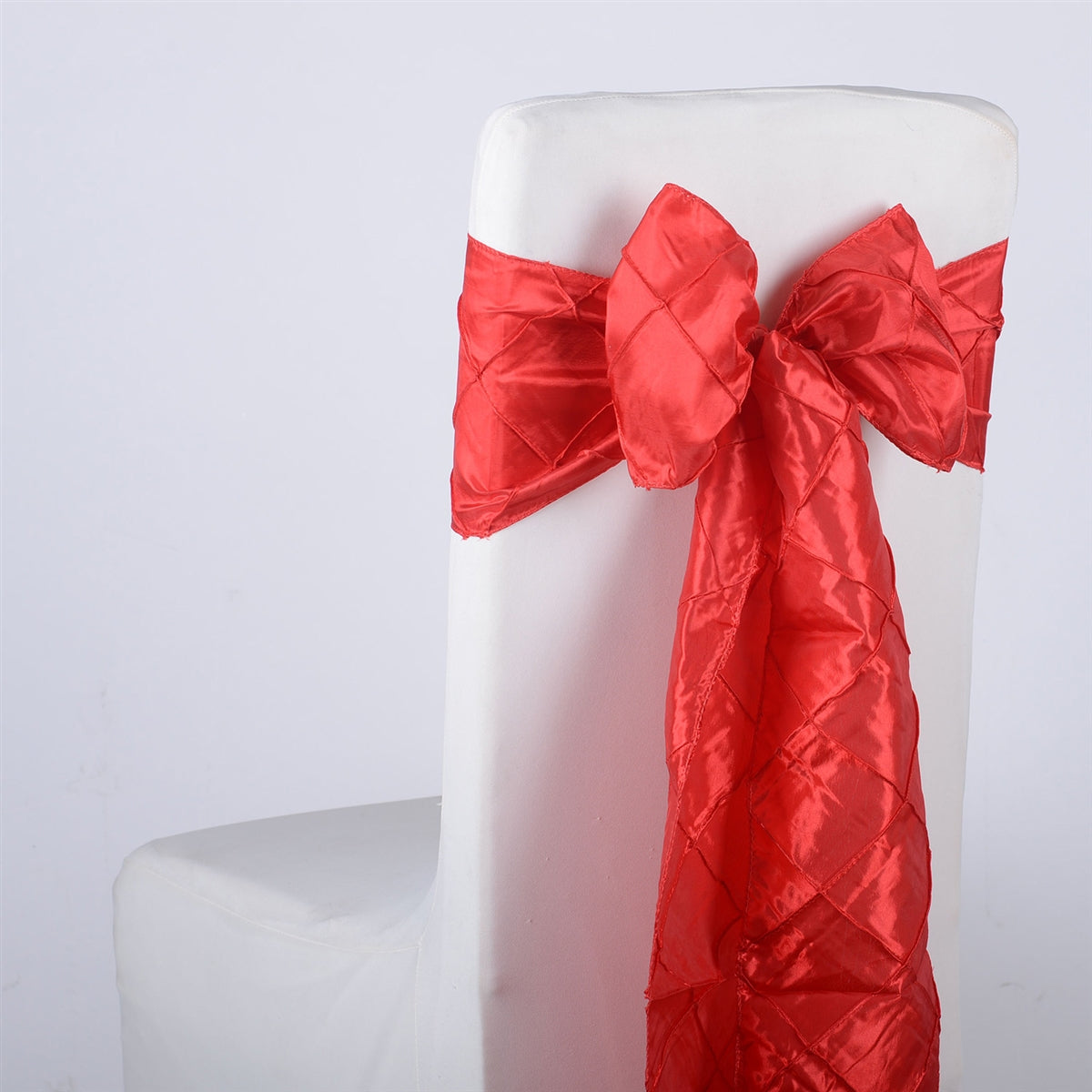 Red - 7 x 108 inch Pintuck Satin Chair Sashes ( 10 Pieces )