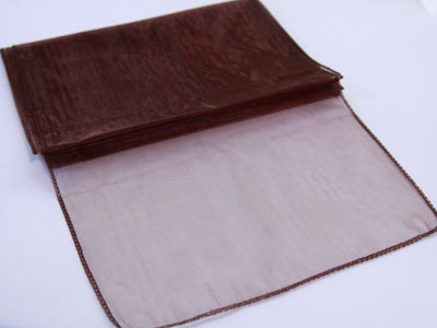 Chocolate Brown - 14 x 108 inch Organza Table Runners