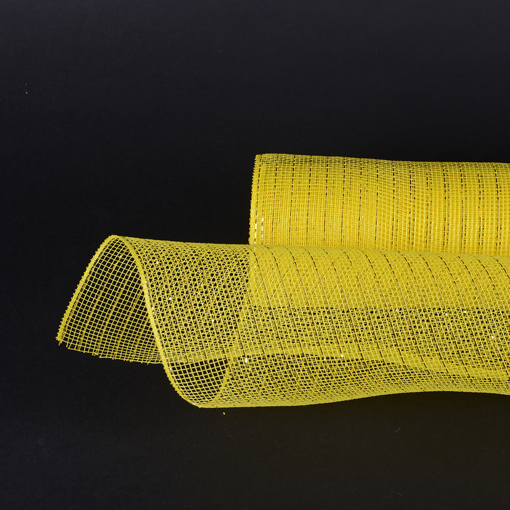 Yellow - Deco Mesh Wrap Metallic Stripes ( 21 Inch x 10 Yards )